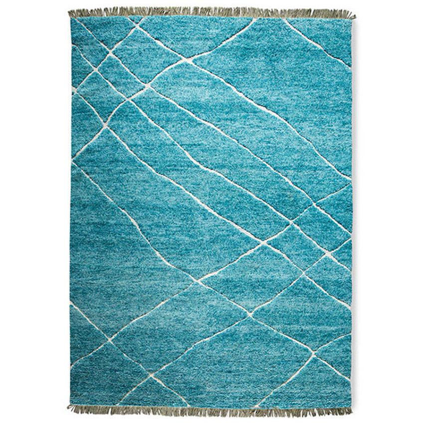 hand knotted woolen rug turquoise (260x360) | HKliving