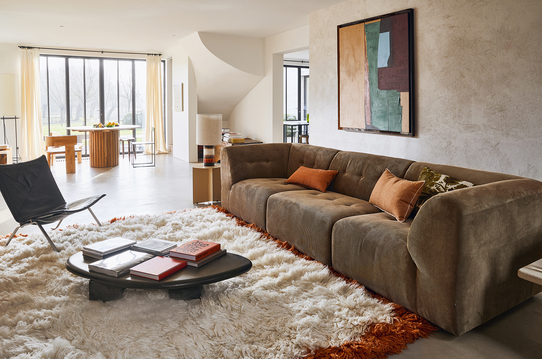 fluffy square rug 'retro summers' (250x250) | HKLIVING