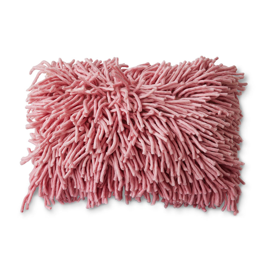 Rugged woolen cushion pink (60x40cm) | HKLIVING