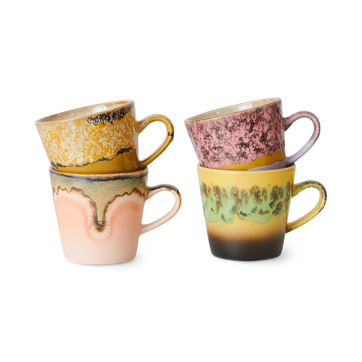 70s ceramics: americano mugs radiant (set of 4) | HKLIVING