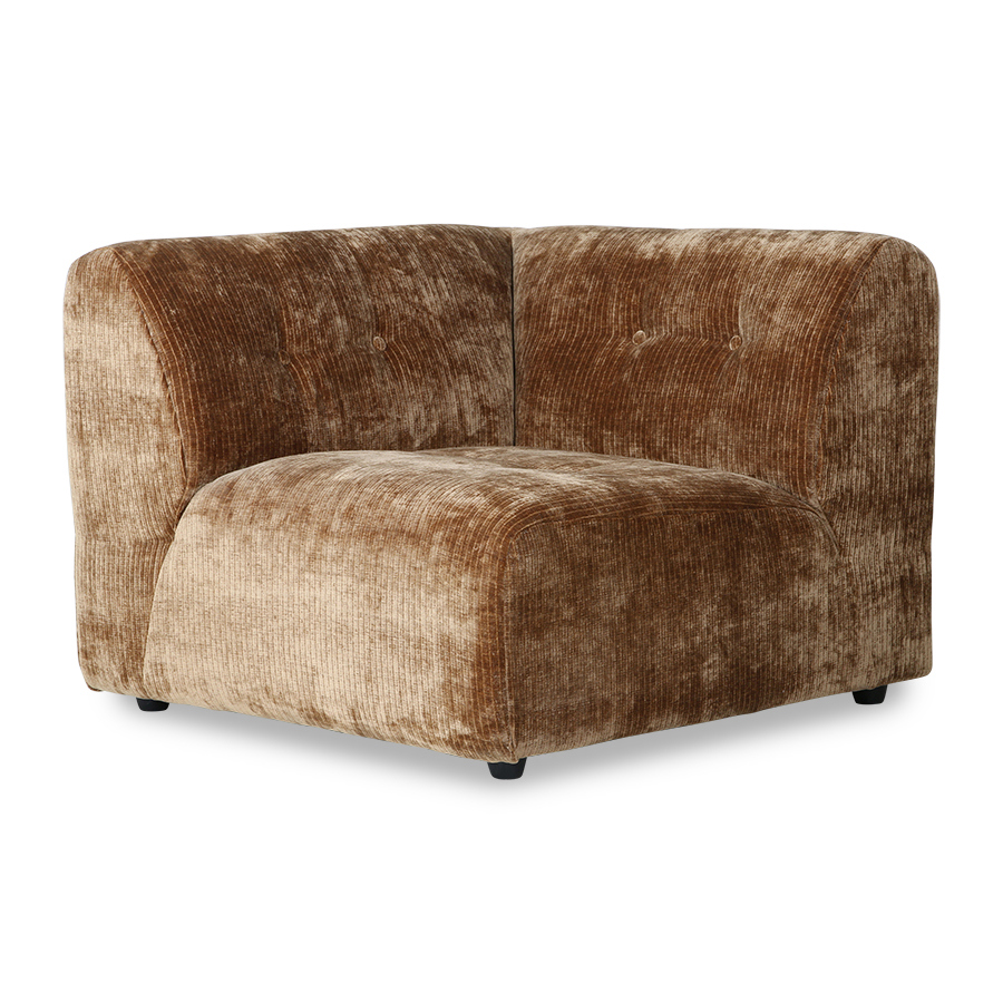 Vint couch: element left, corduroy velvet, aged gold | HKLIVING