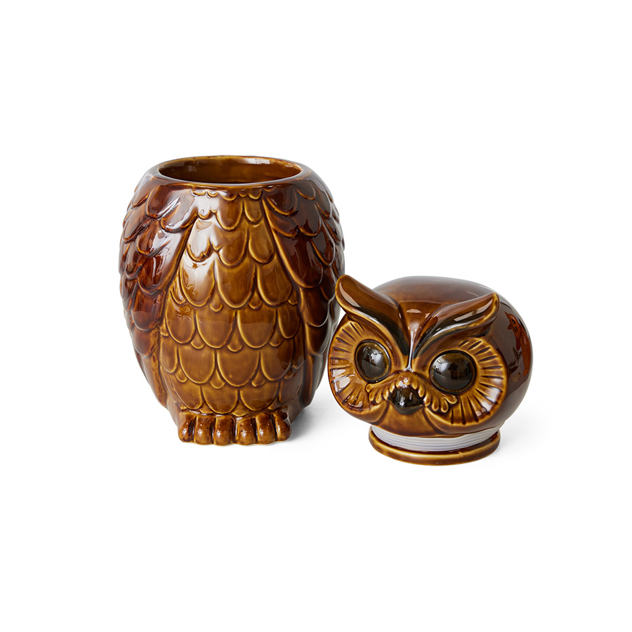 Ceramic owl jar roasted | HKLIVING